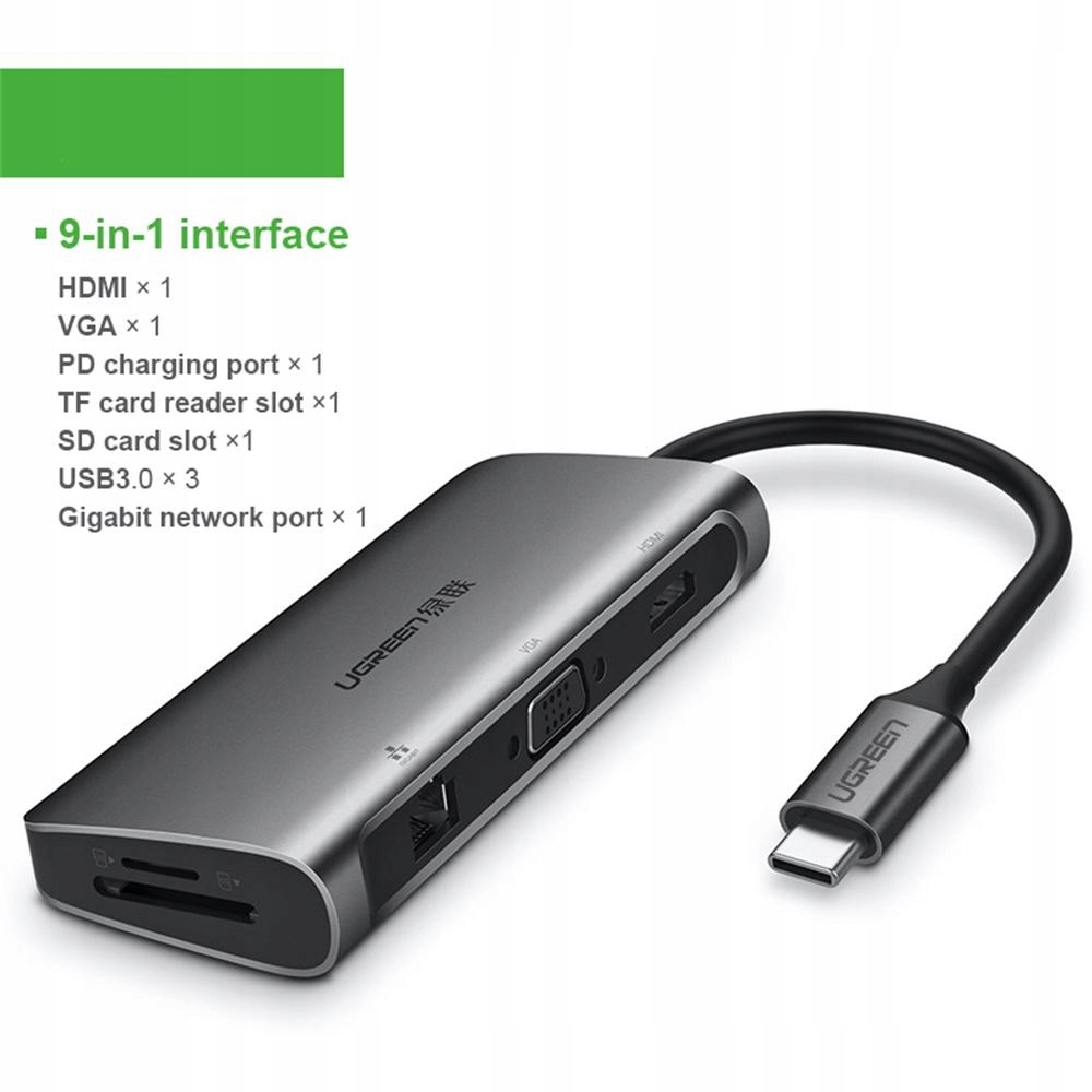 UGREEN USB C Hub 9-w-1 Adapter z portem USB 3.0 cz - 12732099225 ... UGREEN USB C Hub 9-w-1 Adapter z portem USB 3.0 cz - 12732099225 ...