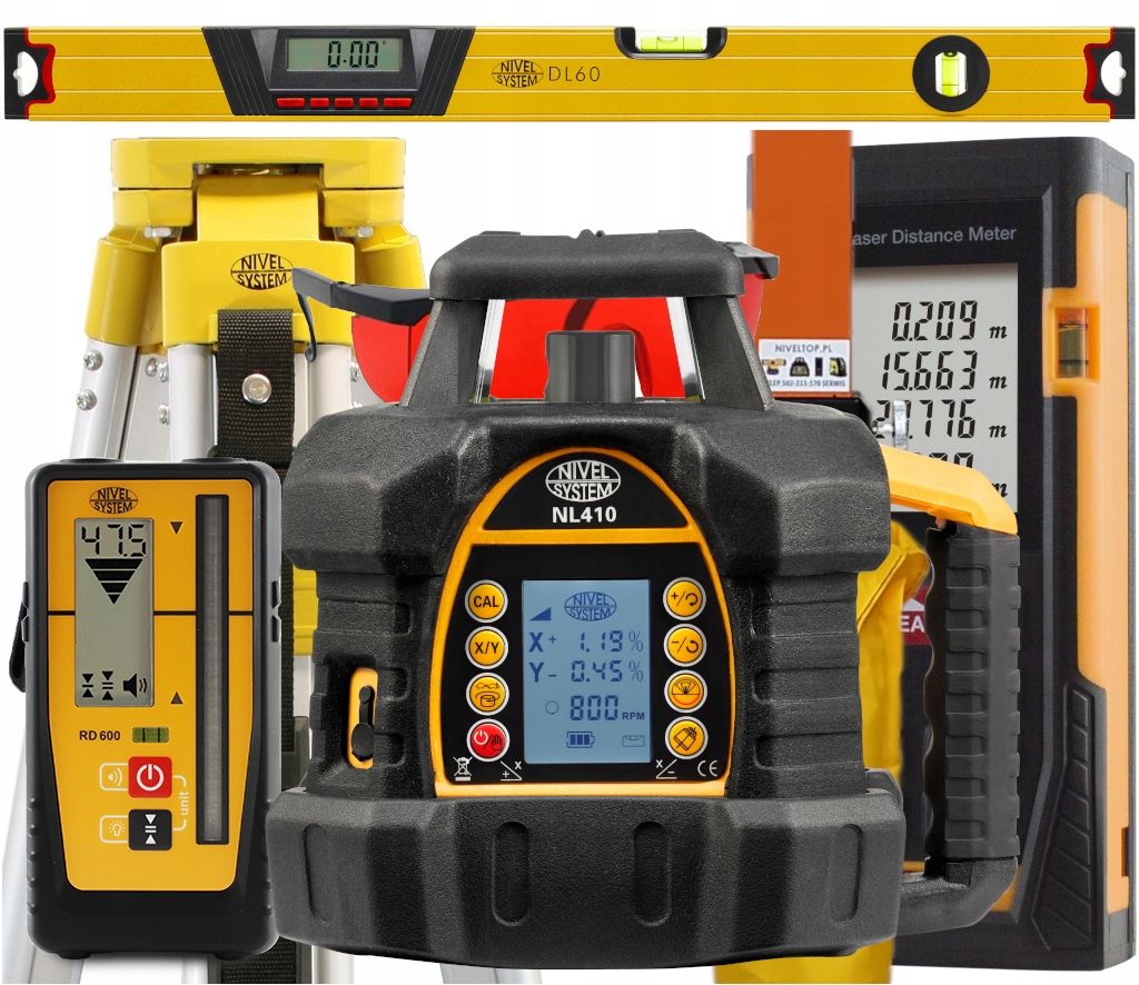 ZESTAW Niwelator laserowy NIVEL SYSTEM NL410 RD600 - 7700992521 - oficjalne archiwum Allegro