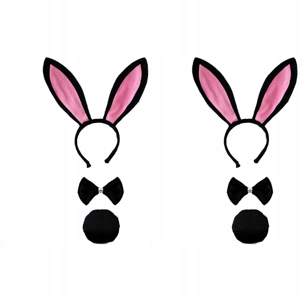 2x Królik ogon zestaw Uszy królika ogon muszka - 12614570532 - oficjalne archiwum Allegro