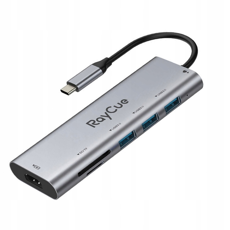 RAYCUE ADAPTER HUB PREJŚCIÓWKA 7W1 USB-C DO USB SD/TF HDMI 4K USB-C PD ...