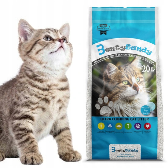 BENTY SANDY Żwirek dla kota bentonitowy biały 20l - 10505961941 ...