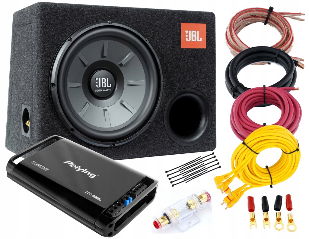 MOCNA SKRZYNIA BASOWA JBL 1000W WZMACNIACZ KABLE - 11523334360 ...