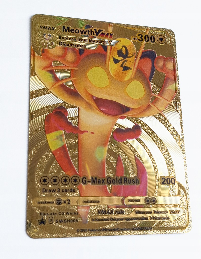 Pokemon Meowth Vmax Złota Karta Gold - 12092584317 - oficjalne archiwum ...
