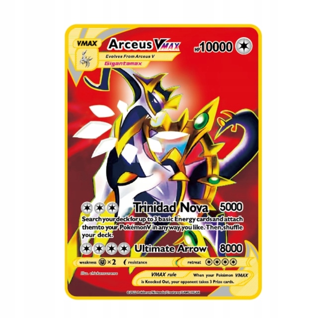 ARCEUS POKEMON VMAX METALOWA ZŁOTA KARTA 10000 HP - 13004861820 ...
