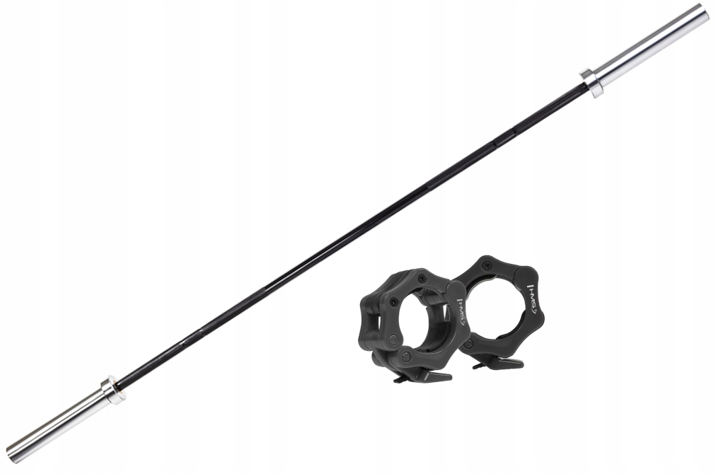 GRYF OLIMPIJSKI PROSTY 200cm 15 kg + ZACISKI HMS - 12668452894 - oficjalne archiwum Allegro