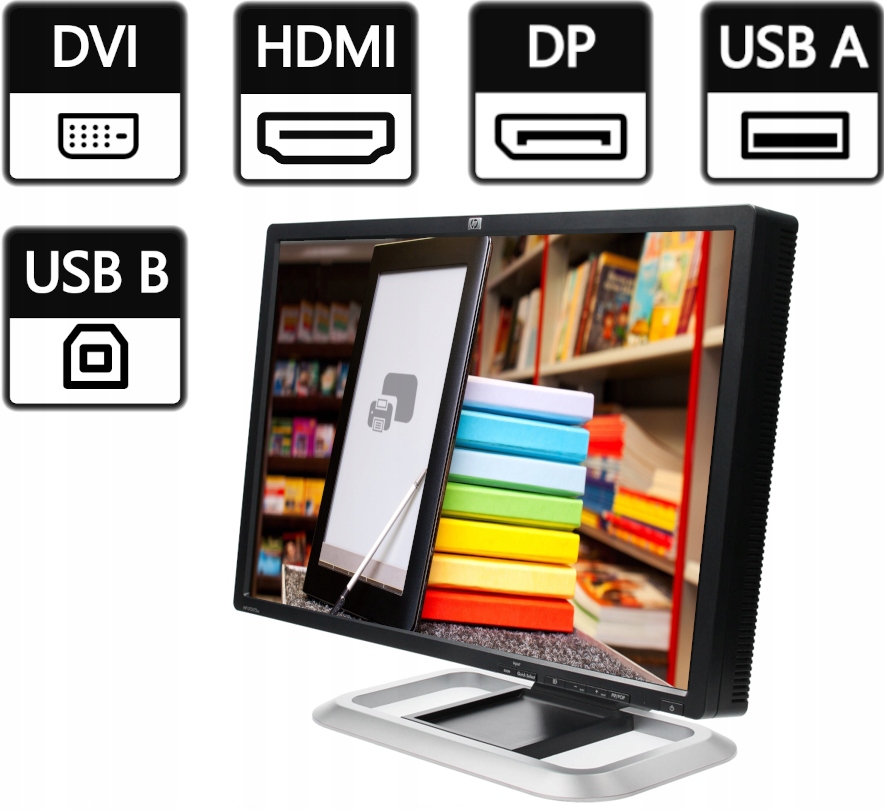 Monitor HP 24'' LP2475W IPS HDMI DisplayPort DVI S-Video SPDIF ...