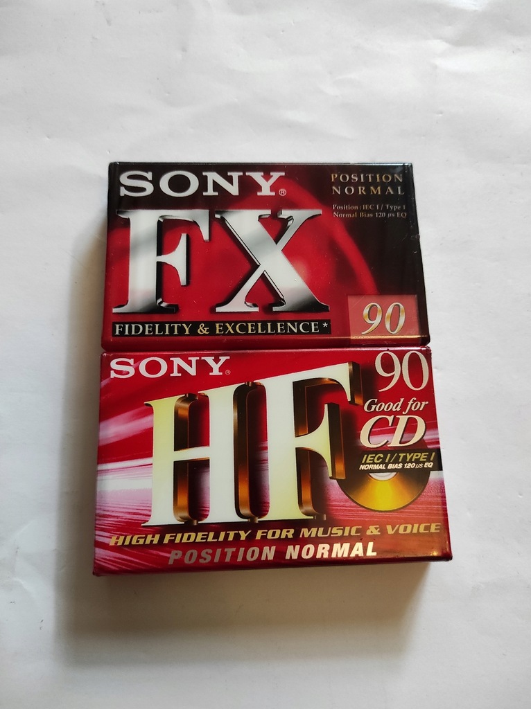 Dwie kasety Sony, HF90 + FX90 Normal NOS folia - 11150894092 - oficjalne archiwum Allegro