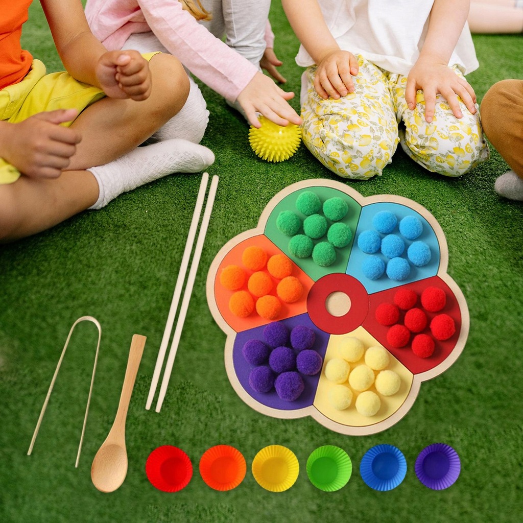 Montessori Rainbow Peg Board Color Classification Fine Motor Skill ...