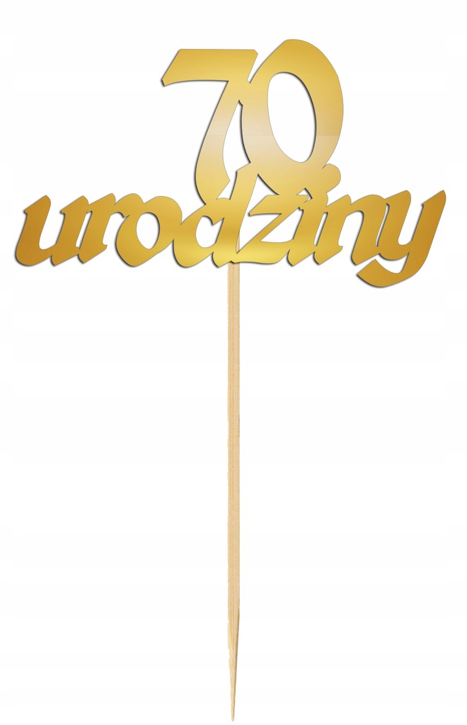 TOPPER 70 urodziny złoty GOLD na tort dekoracja N - 14255341478 ...