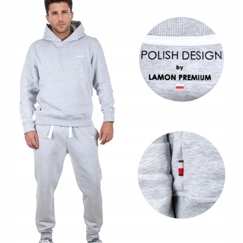 Komplet dresowy męski szary, dresy polskiej marki LAMON PREMIUM - L ...