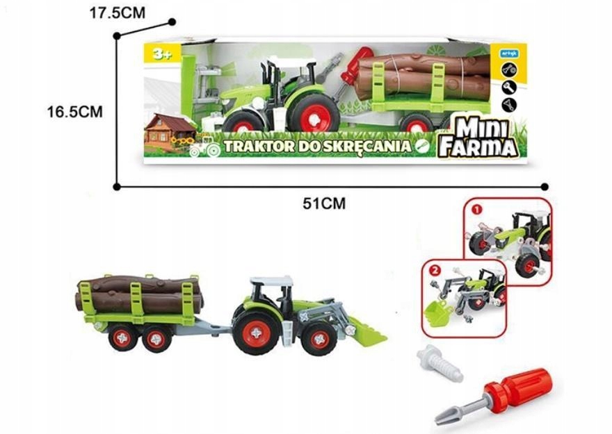 MINI FARMA TRAKTOR Z PRZYCZEPĄ DO SKRĘCANIA, ARTYK - 9105382700 ...