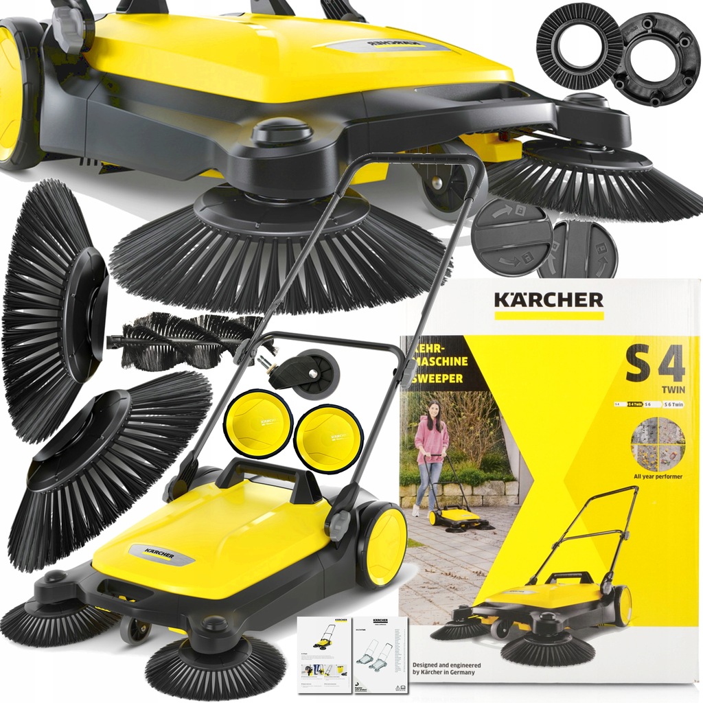 KARCHER S 4 TWIN ZAMIATARKA RĘCZNA 2 SZCZOTKI XXXL - 12323752793 - oficjalne archiwum Allegro