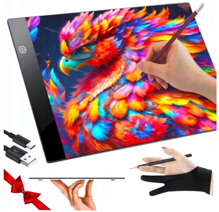 TABLET GRAFICZNY DESKA KREŚLARSKA DO RYSOWANIA TABLICA LED A4 PREZENT ...
