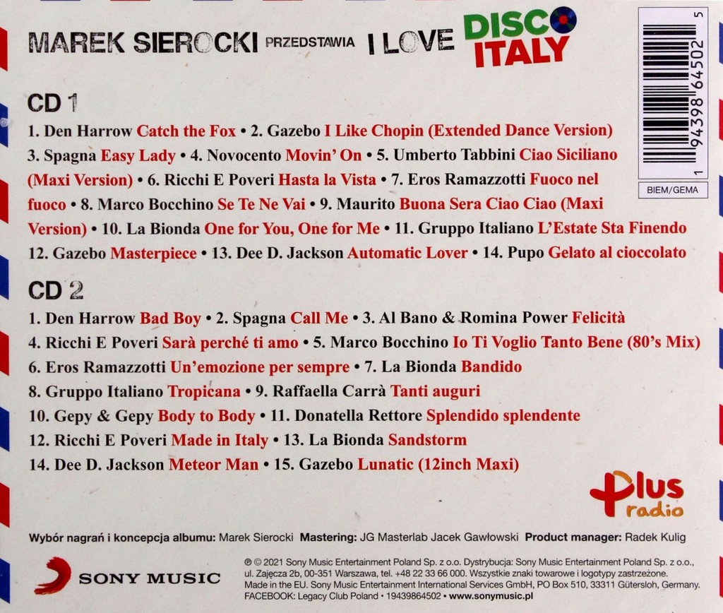 MAREK SIEROCKI PRZEDSTAWIA: I LOVE DISCO ITALY (2C - 10696185046 ...