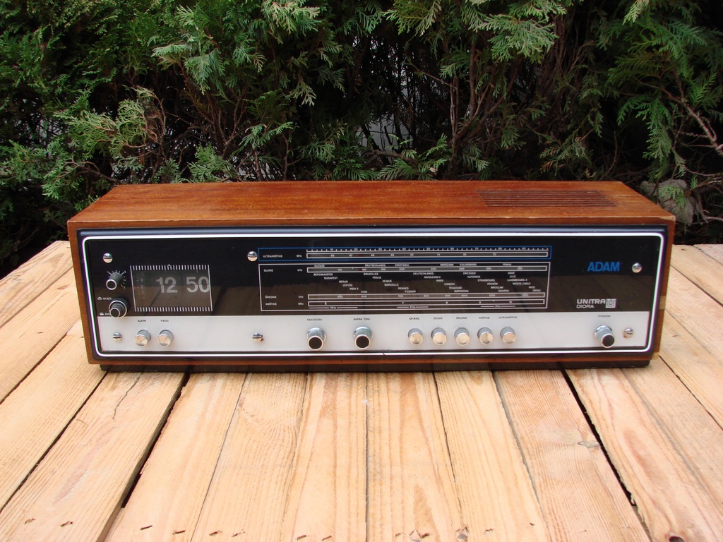 Radio Unitra Diora Adam z zegarem klapkowym - PRL Radioodbiornik ...
