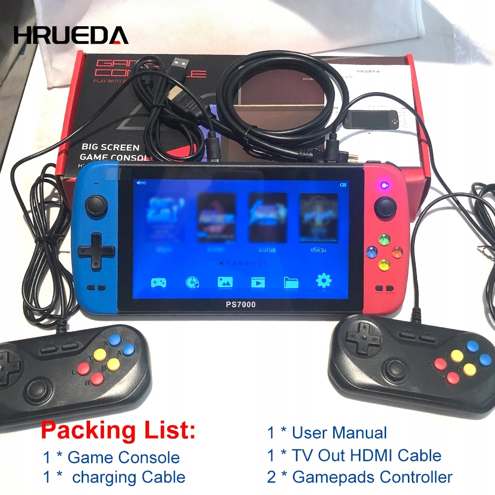 PS7000 7 Inch HD Retro Portable Handheld Video Game Console 6000 Games ...
