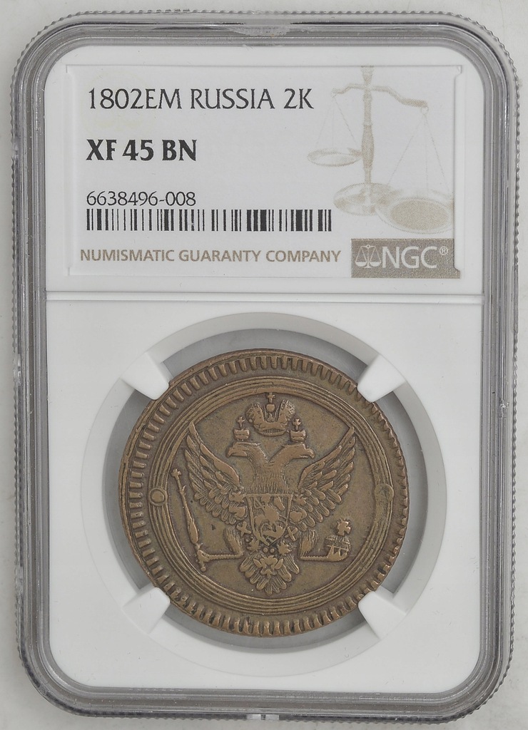 1.gp.ROSJA, A.I, 2 KOPIEJKI 1802 EM, NGC XF45 BN - 15134743469 ...