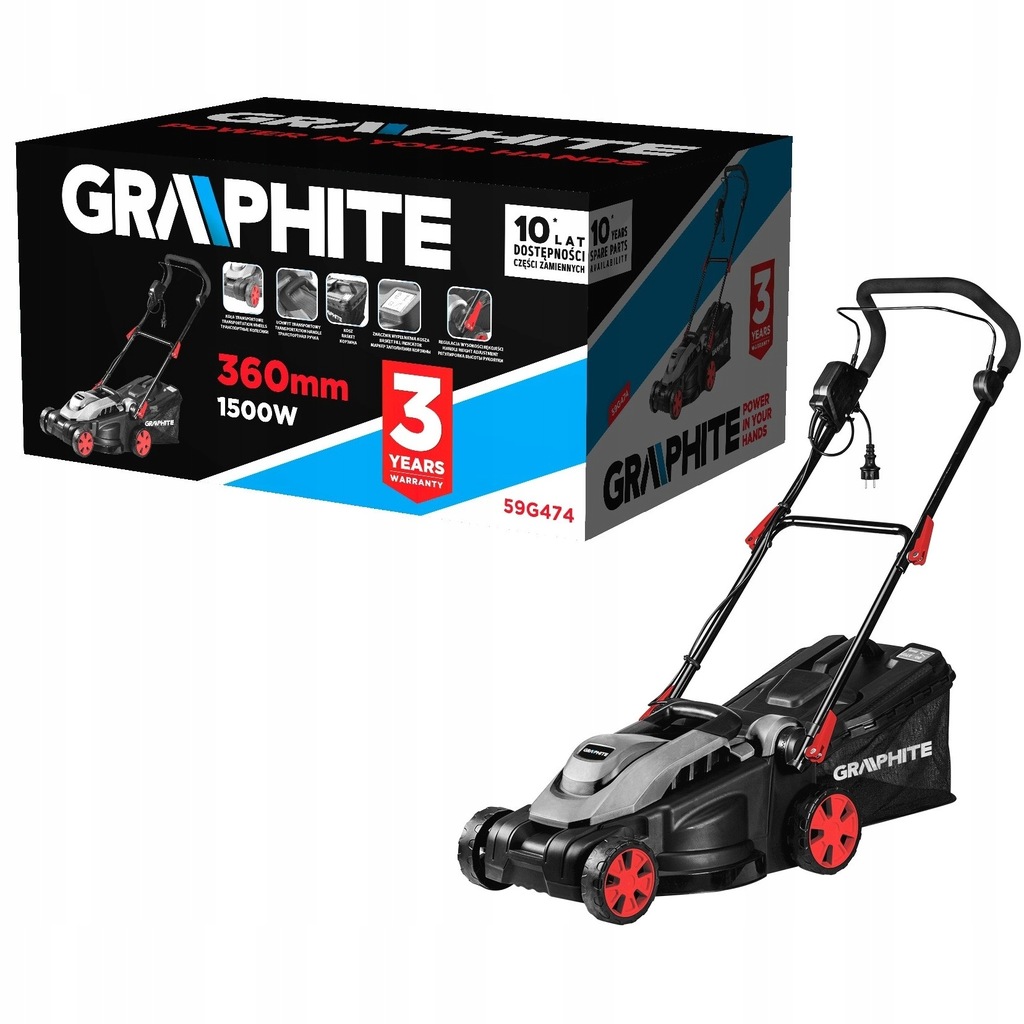 GRAPHITE 1500 W Kosiarka elektryczna 35L 360 mm - 11944011158 ...