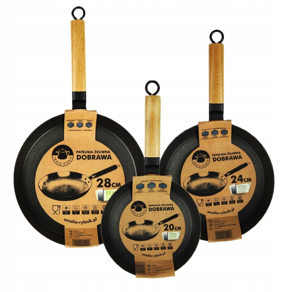 PATELNIE ŻELIWNE ZESTAW 3 SZT 20/24/28 CM IND/GAZ - 12504723211 ...
