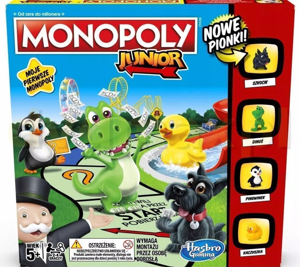 HASBRO GRA MONOPOLY JUNIOR POLSKA WERSJA A6984 - 12823306918 ...