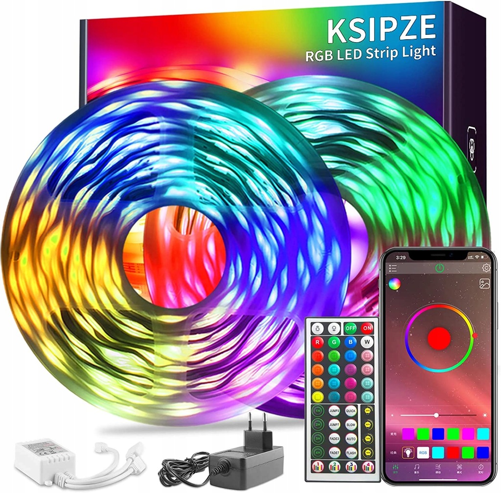 Taśma LED RGB 30M z pilotem Bluetooth Ksipze - 13241393566 - oficjalne archiwum Allegro