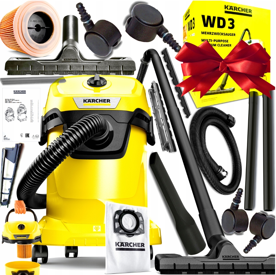 ODKURZACZ BEZWORKOWY KARCHER WD3 DUŻA MOC TURBO XL - 15189685647 - oficjalne archiwum Allegro