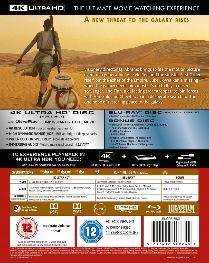 Купить Звездные войны: Пробуждение силы 4K UHD Blu-ray: отзывы, фото и ...
