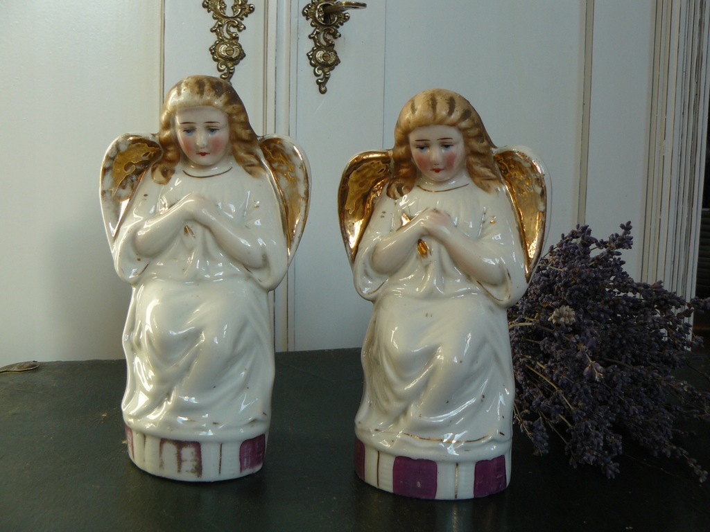 XIXw. ANIOŁ ŚLĄSKIE ANIOŁY PORCELANA UROKLIWE CUDO - 7822600340 ...