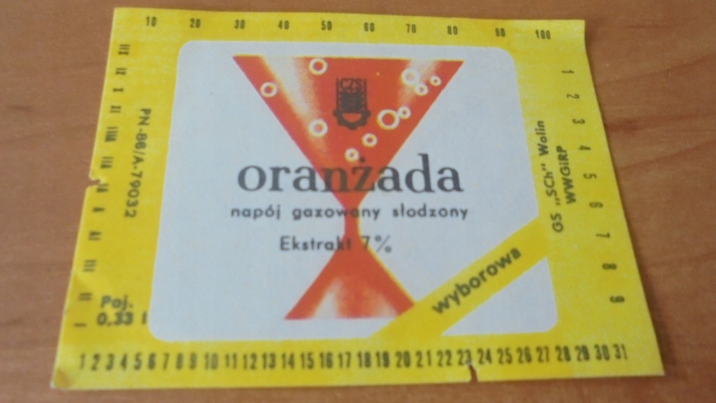 Stara etykieta napój PRL - Wolin - 13402512401 - oficjalne archiwum Allegro