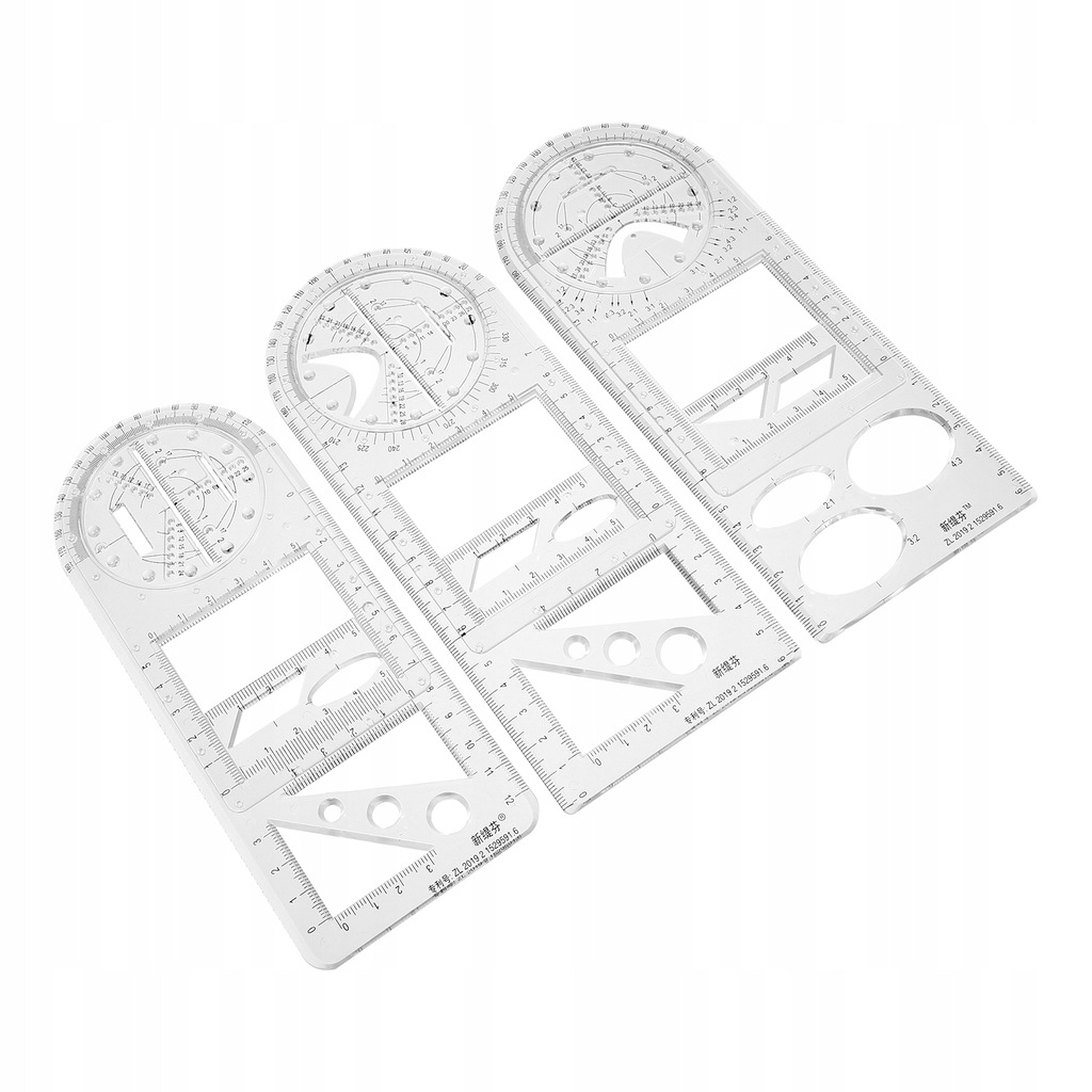 3 sztuk rysunek linijki Rysunek linijka szablon - 12914385418 - oficjalne archiwum Allegro