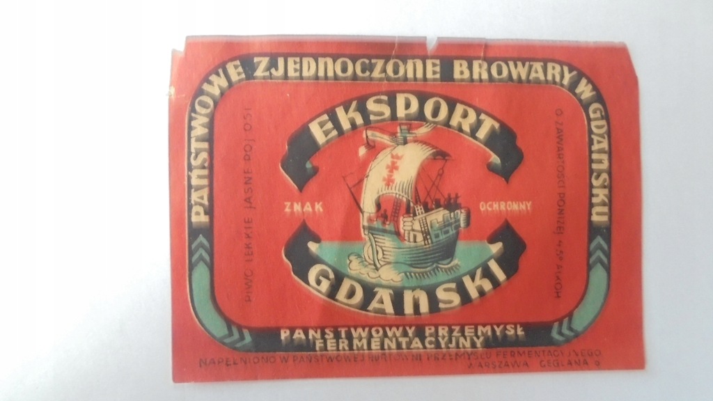 Stara etykieta browar Gdańsk - 13326100877 - oficjalne archiwum Allegro