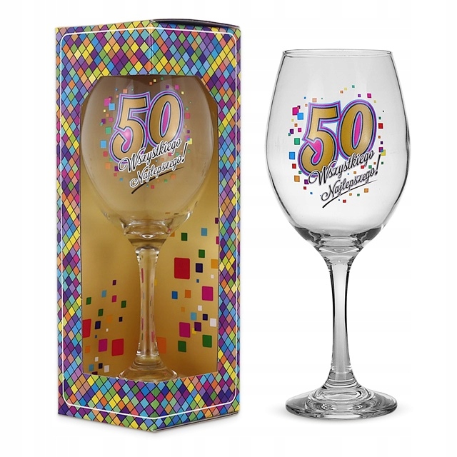 Prezent dla kobiety na 50 urodziny Kielich do Wina - 11044147467 - oficjalne archiwum Allegro