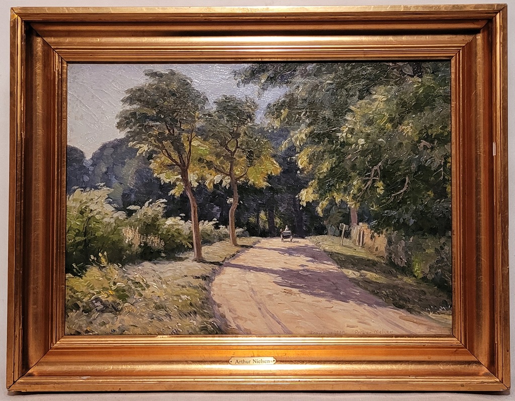 ARTHUR NIELSEN (1883-1946) - „DROGA DO LASU”, piękny obraz olejny z ...
