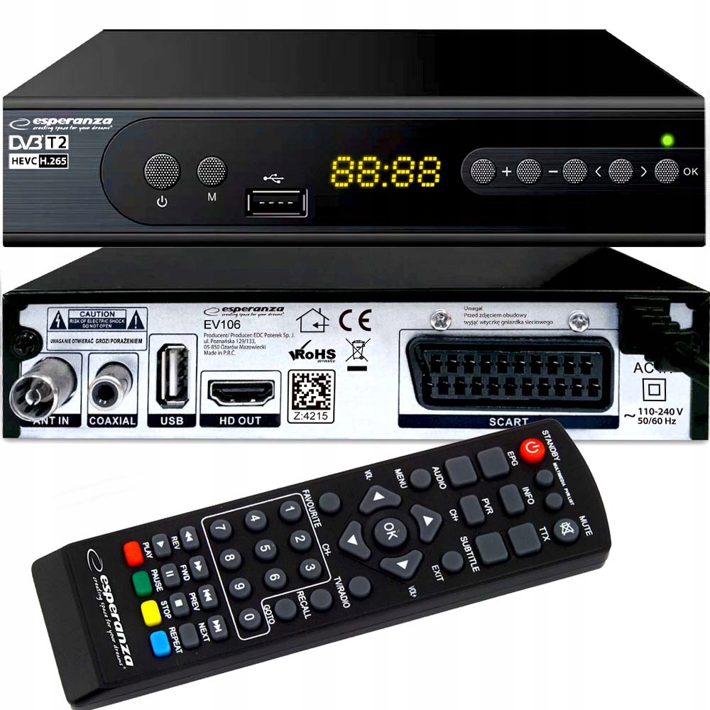 TUNER DEKODER TV NAZIEMNEJ FULL HD DVB-T2 WiFi - 12045560128 ...