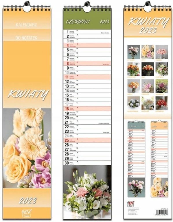 OUTLET - Kalendarz 2023 paskowy 13 Plansz Kwiaty - 13524314726 - oficjalne archiwum Allegro