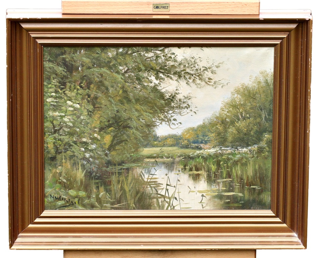 HARALD WENTZEL (1897-) PEJZAŻ Z RZEKĄ CENNY OBRAZ - 12935666635 ...