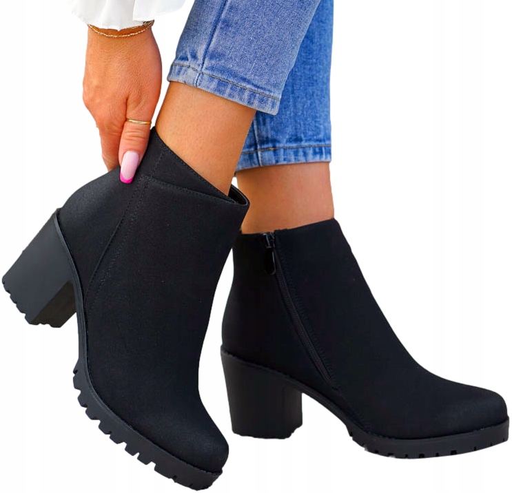 Klasyczna Czarne Botki Damskie Na Obcasie Queen 37 - 14226031037 ...