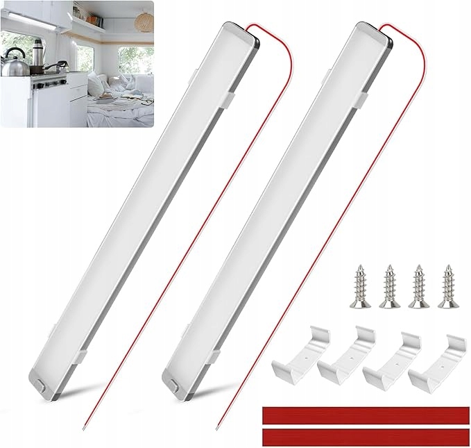 Listwa świetlna Lampa LED 12V Do Przedsionka Przyczepy do Kampera 4 SZT ...