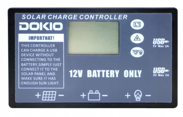 DOKIO REGULATOR ŁADOWANIA SOLAR KONTROLER 12V USB - 13713649870 - oficjalne archiwum Allegro