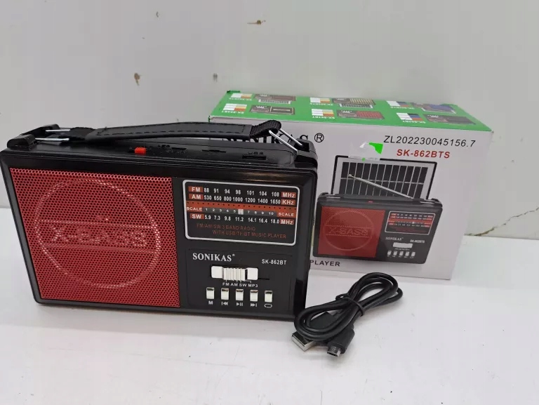 RADIO SONIKAS SK-862BT FM/AM/SW/MP3/BT/TF KOMPLET - 15062815545 - oficjalne archiwum Allegro