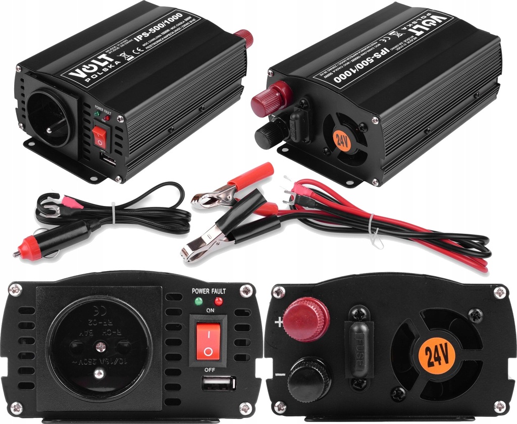 PRZETWORNICA 24V 230V SAMOCHODOWA NAPIĘCIA 1000W - 10963576084 ...