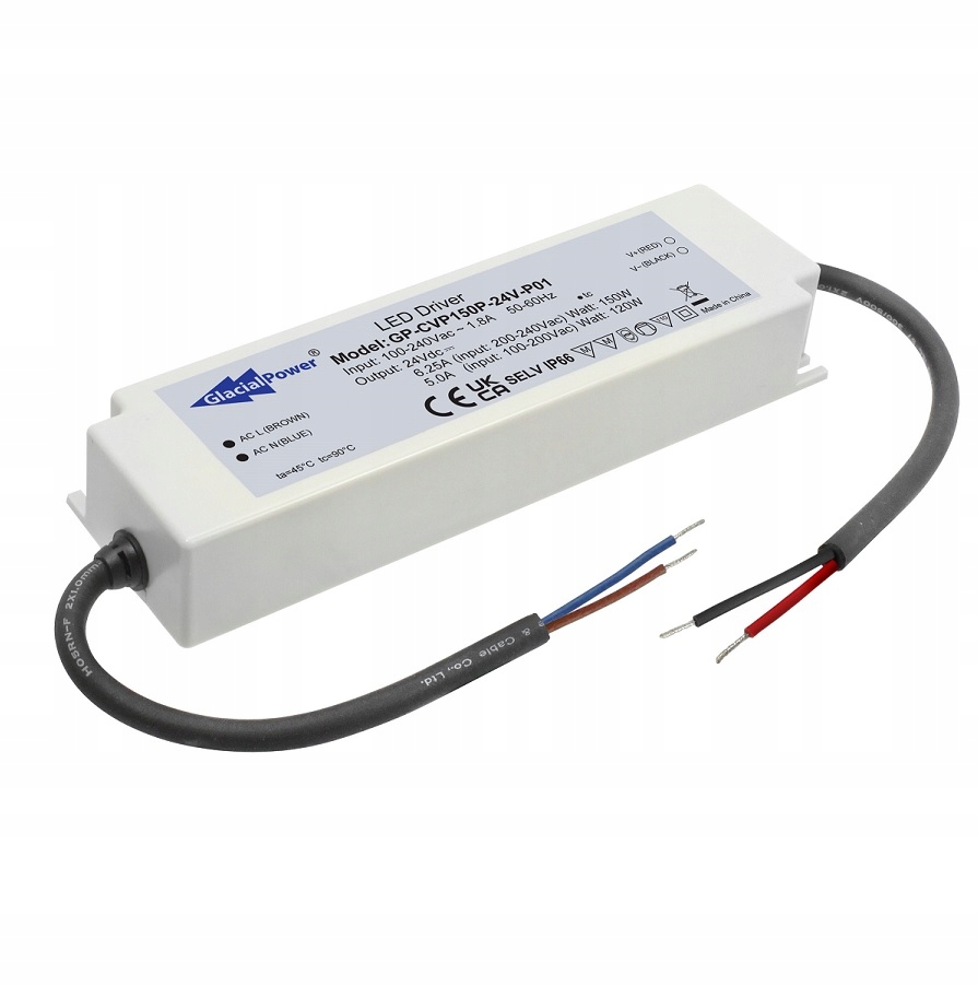 Zasilacz LED 24V DC 150W 6.25A hermetyczny IP66 - 14208884049 - oficjalne archiwum Allegro