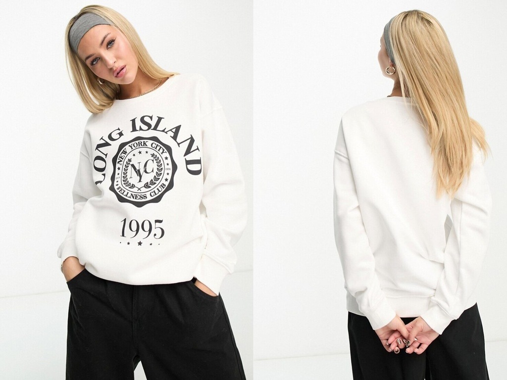 New Look Biała bluza oversize okrągły dekolt S - 13758459229 - oficjalne archiwum Allegro