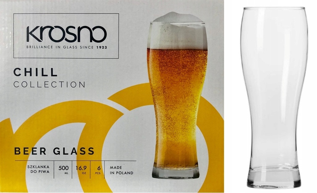 KROSNO SZKLANKI KUFLE POKALE DO PIWA 500 ML. CHILL - 8198385169 - oficjalne archiwum Allegro