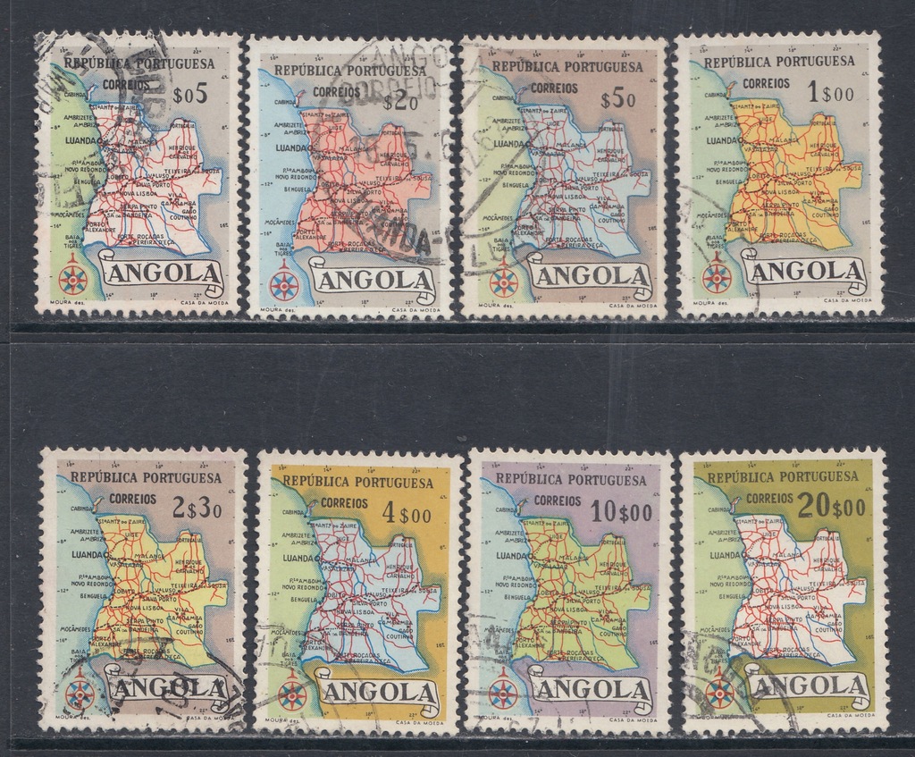 ANGOLA kolonie portugalskie Mi 392-99 mapa - 13500213715 - oficjalne ...