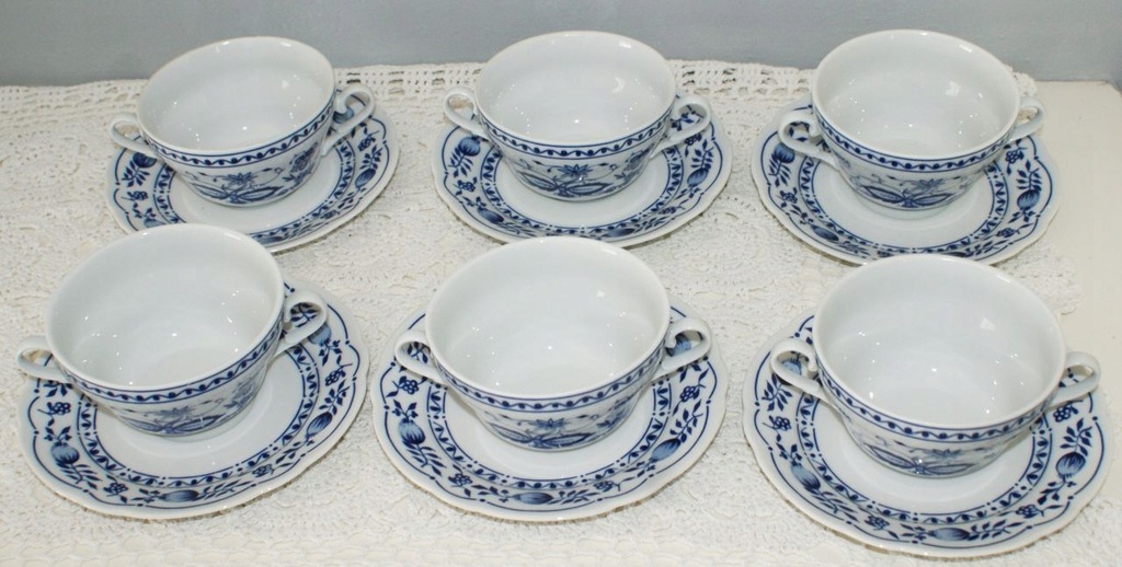 PIĘKNE BULIONÓWKI WZÓR CEBULOWY KAHLA 6 sztuk - 12456046380 - oficjalne archiwum Allegro