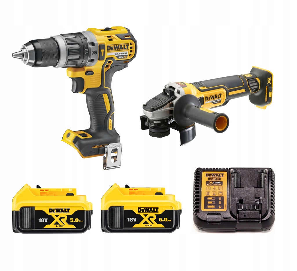 Dewalt Zestaw 18V DCG405 DCD796 70Nm 2X5Ah DCB115 - 11357165747 - oficjalne archiwum Allegro