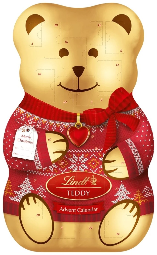 Lindt Kalendarz Adwentowy Teddy 3D Miś 150 g Mikołaj Święta Niespodzianka - 16848236624 ...