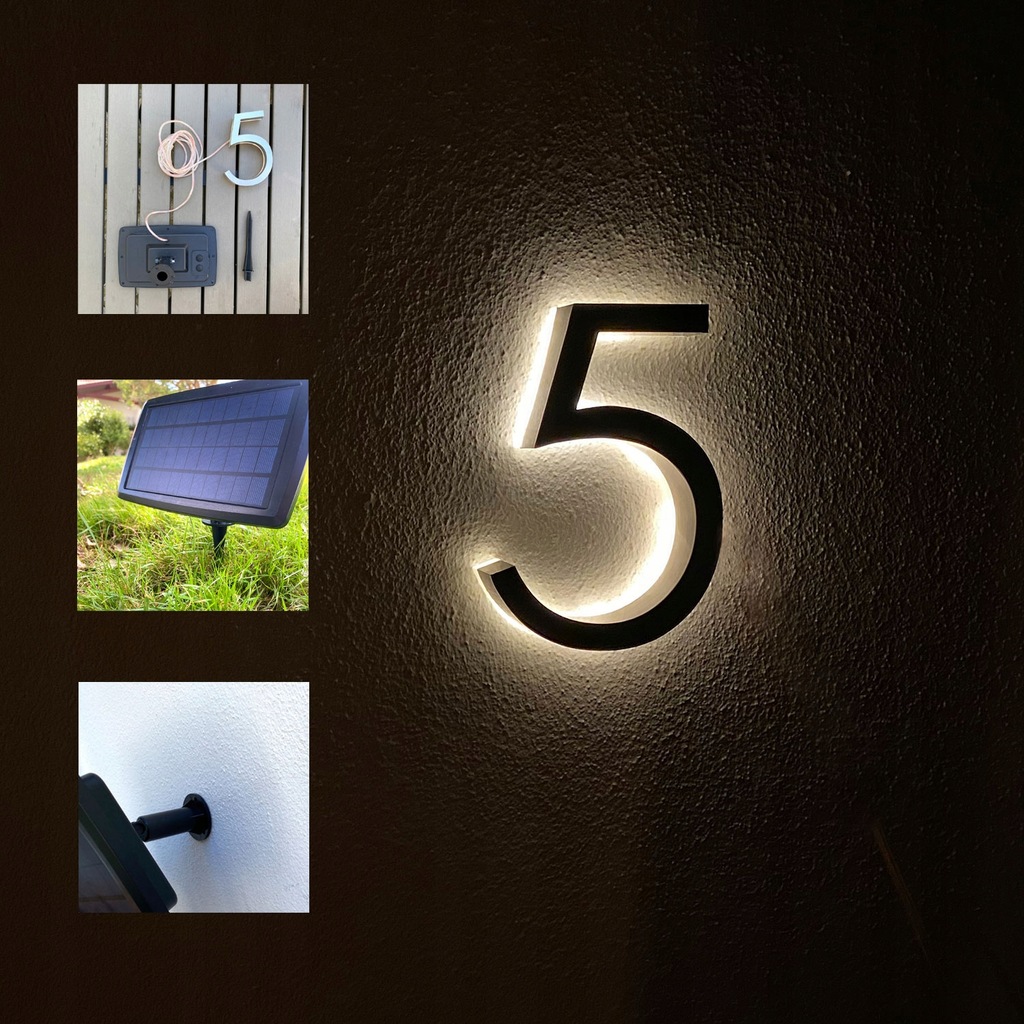 SOLARNY Numer Domu Podświetlany LED - Srebrny - 12540168324 - oficjalne ...