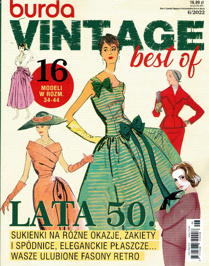 Burda Vintage 6 / 2022 wykroje barwne lata 50 Nowa - 13289520976 - oficjalne archiwum Allegro
